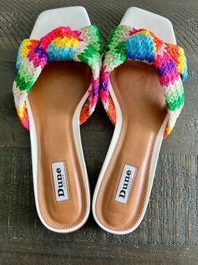Dune London | Shoes | Dune London Laize Rainbow Crochet Slide Sandals ...